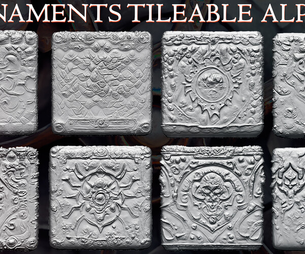 ArtStation - Ornaments Tileable Alphas (Displacement Maps) for ZBrush ...