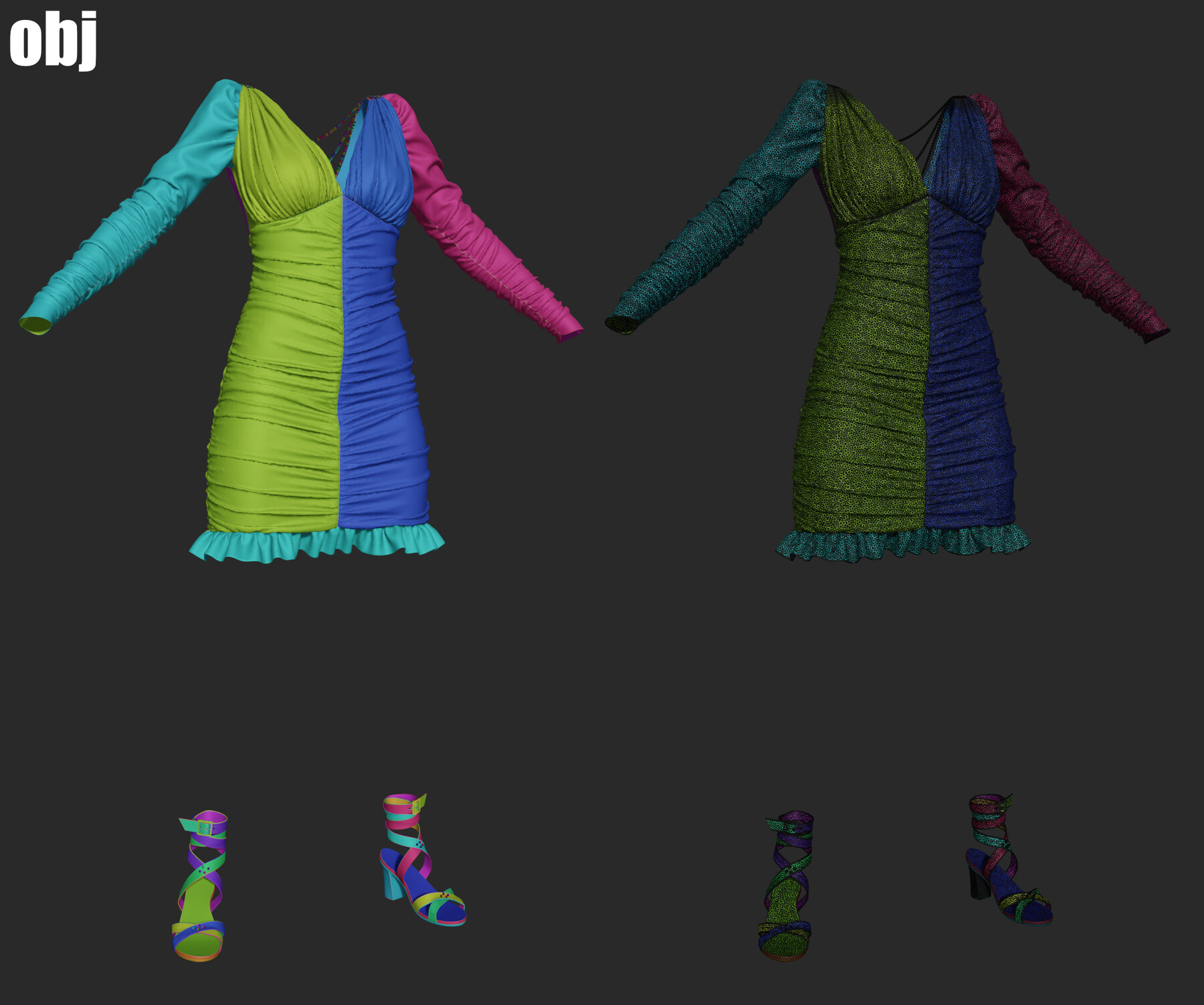 ArtStation - Dress 8_3. Marvelous Designer/Clo3d project + OBJ. | Resources