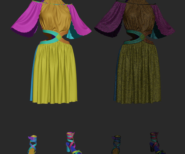 ArtStation - Dress 8_5. Marvelous Designer/Clo3d project + OBJ. | Resources