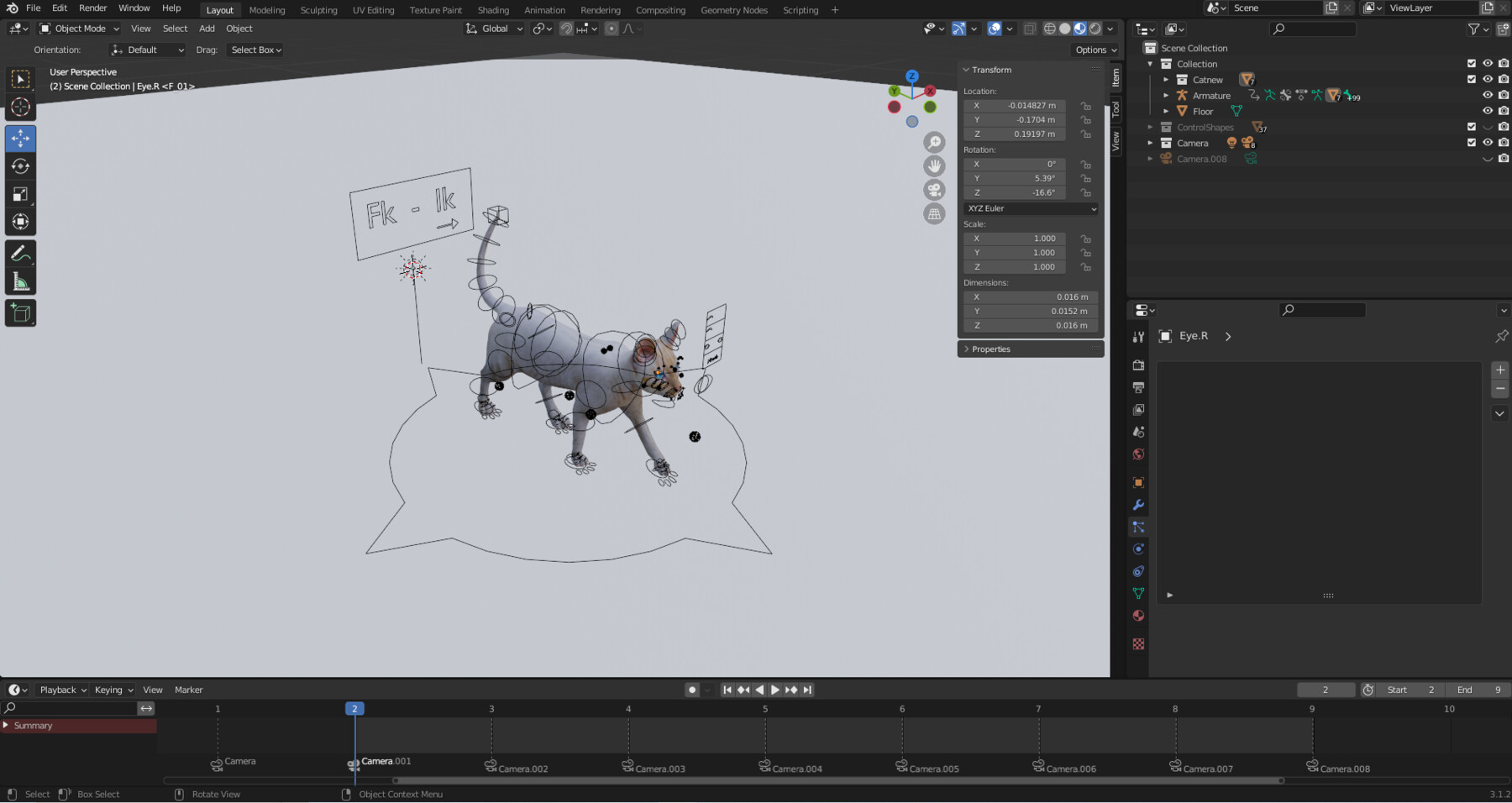 ArtStation - Fur Cat White Rigged and Animated in Blender | Game Assets