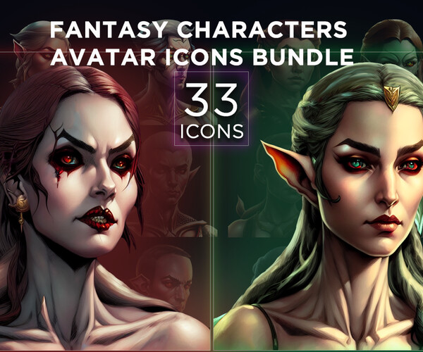 Artstation Fantasy Characters Avatar Icons Rpg Bundle Game Assets