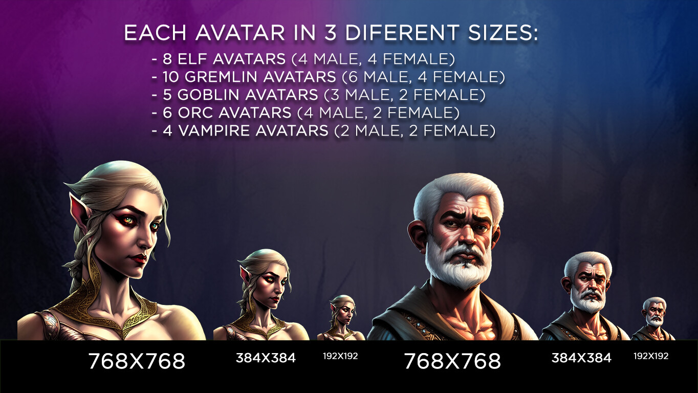 ArtStation - Fantasy Characters avatar icons - RPG bundle | Game Assets