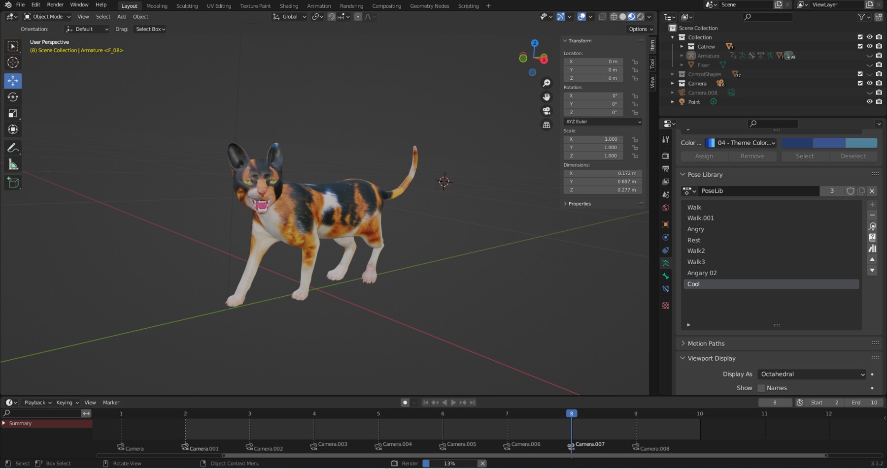 ArtStation - Fur Calico Cat V04 Rigged and Animated | Game Assets