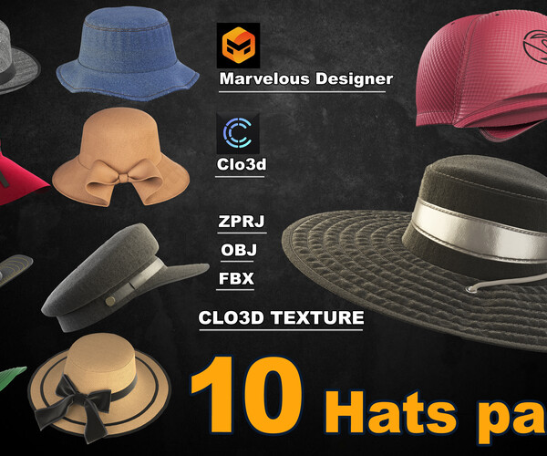 ArtStation - 3D Hats pack | Game Assets