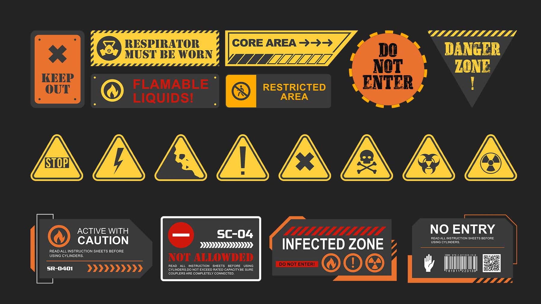 ArtStation - 150 Sci-Fi Decals & Alphas Vol.01 | Game Assets