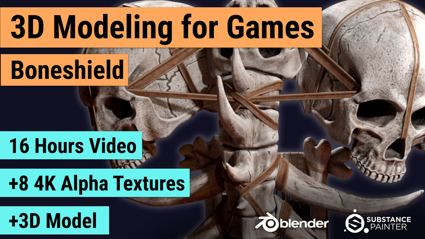 ArtStation - Blender 3D Modeling & Sculpting the Boneshield - Full Video - Tutorial - Alpha ...