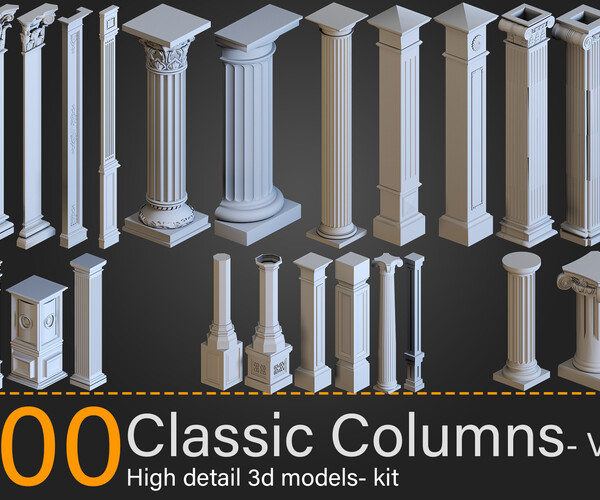 ArtStation - +200- Classic Columns- Vol 13- 3d models-max.fbx.obj ...