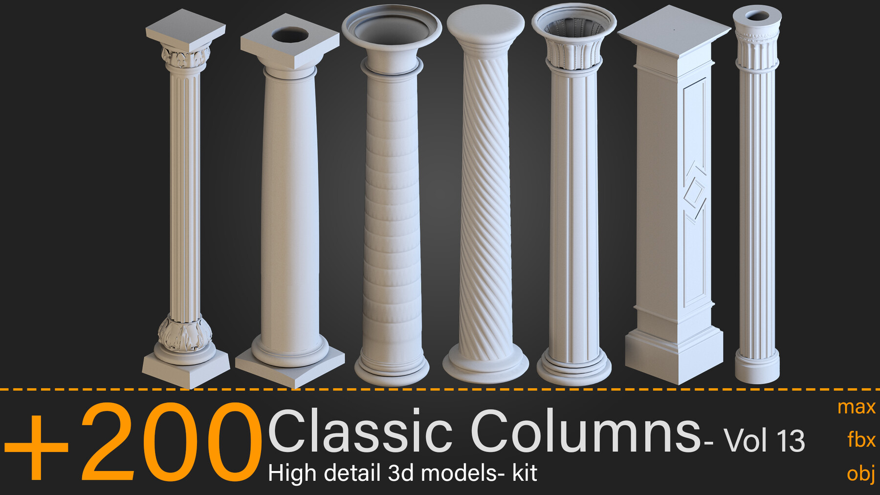 ArtStation - +200- Classic Columns- Vol 13- 3d models-max.fbx.obj ...