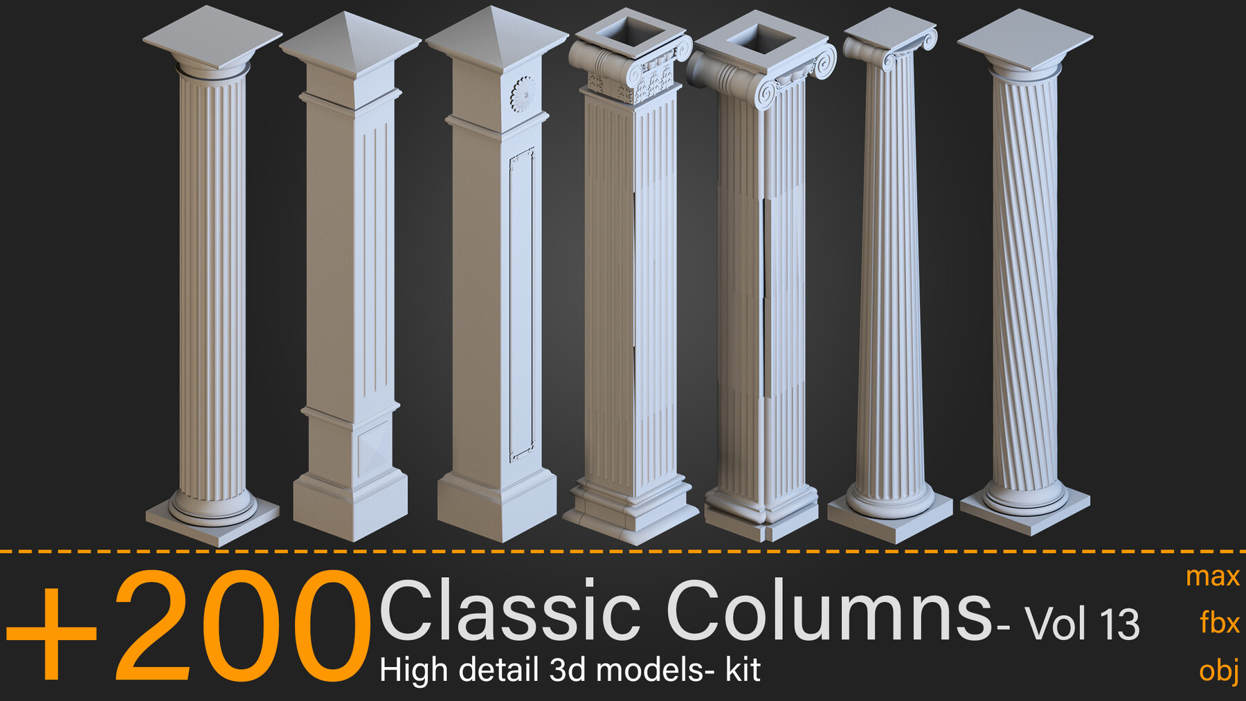 ArtStation - +200- Classic Columns- Vol 13- 3d models-max.fbx.obj ...