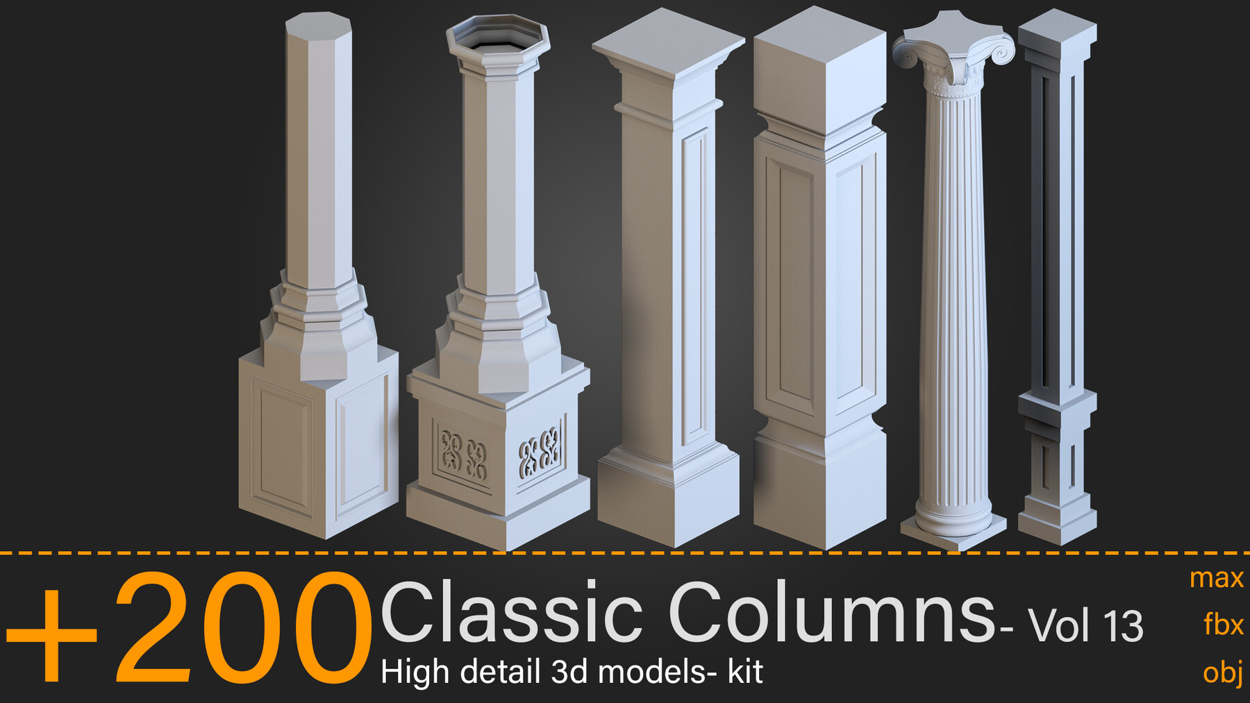 ArtStation - +200- Classic Columns- Vol 13- 3d models-max.fbx.obj ...