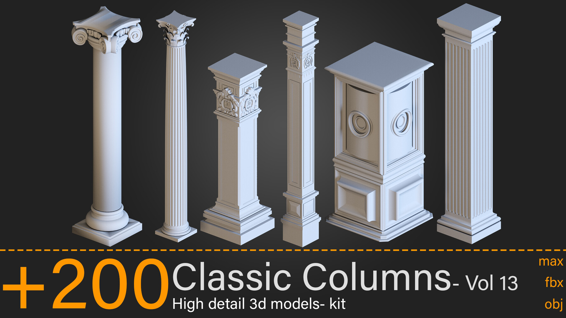 ArtStation - +200- Classic Columns- Vol 13- 3d models-max.fbx.obj ...