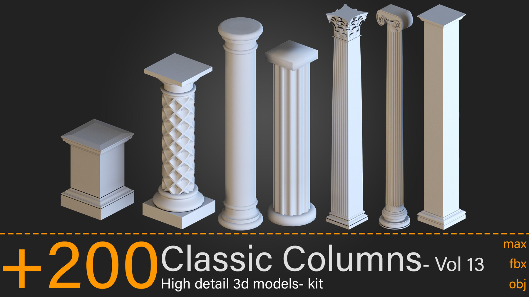 ArtStation - +200- Classic Columns- Vol 13- 3d models-max.fbx.obj ...