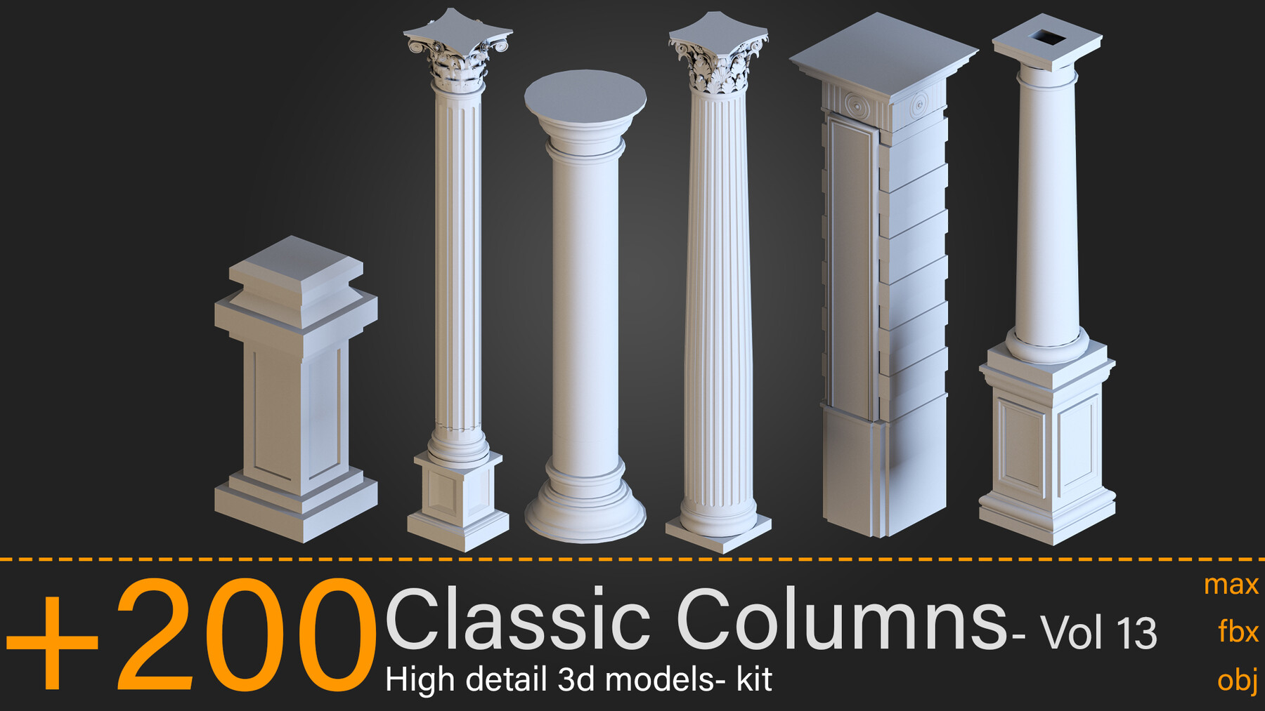 ArtStation - +200- Classic Columns- Vol 13- 3d models-max.fbx.obj ...