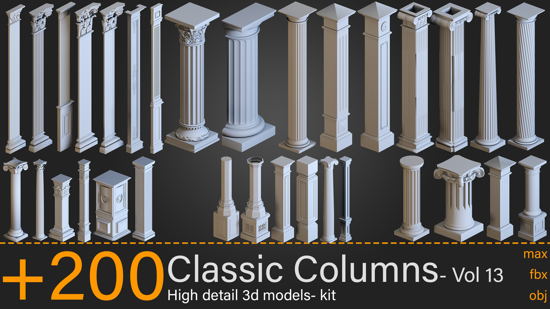 ArtStation - +200- Classic Columns- Vol 13- 3d models-max.fbx.obj ...