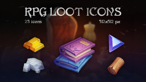 ArtStation - RPG loot icons 01 | Game Assets