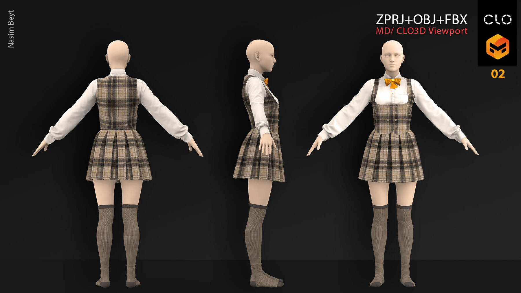 ArtStation - 4 SCHOOL UNIFORM with BAG & SHOES PACK with TEXTURES (VOL ...