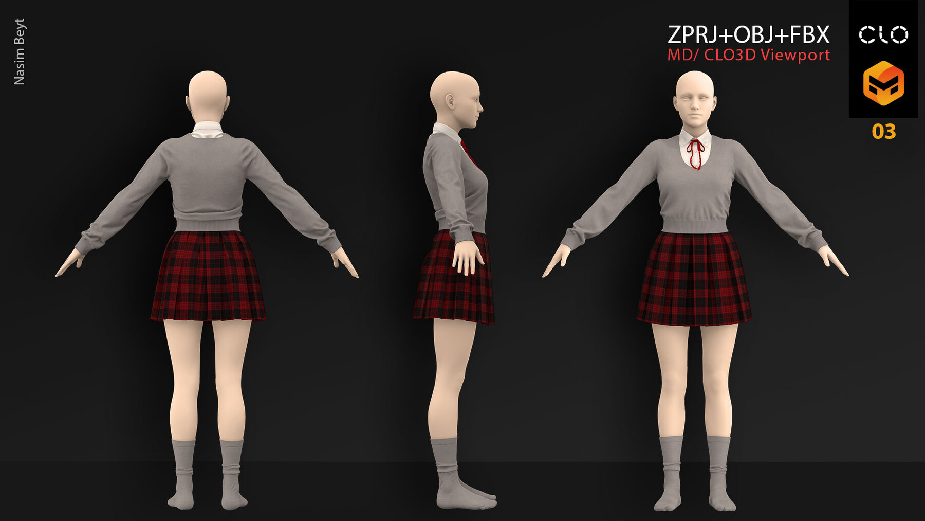 ArtStation - 4 SCHOOL UNIFORM with BAG & SHOES PACK with TEXTURES (VOL ...