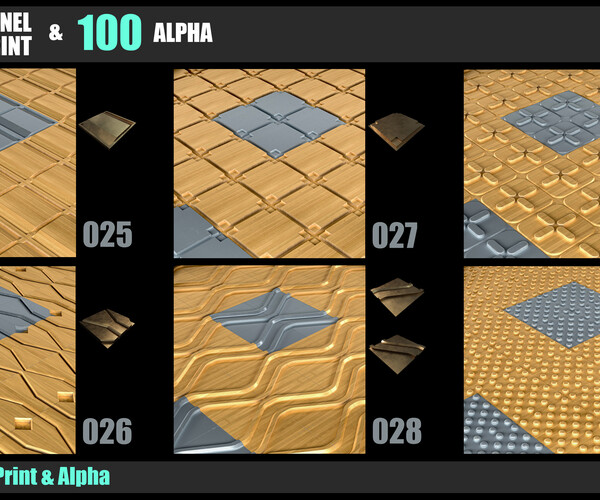 ArtStation - 100 3D PANEL & 3D PRINT & ALPHA _VOL.02 | Resources