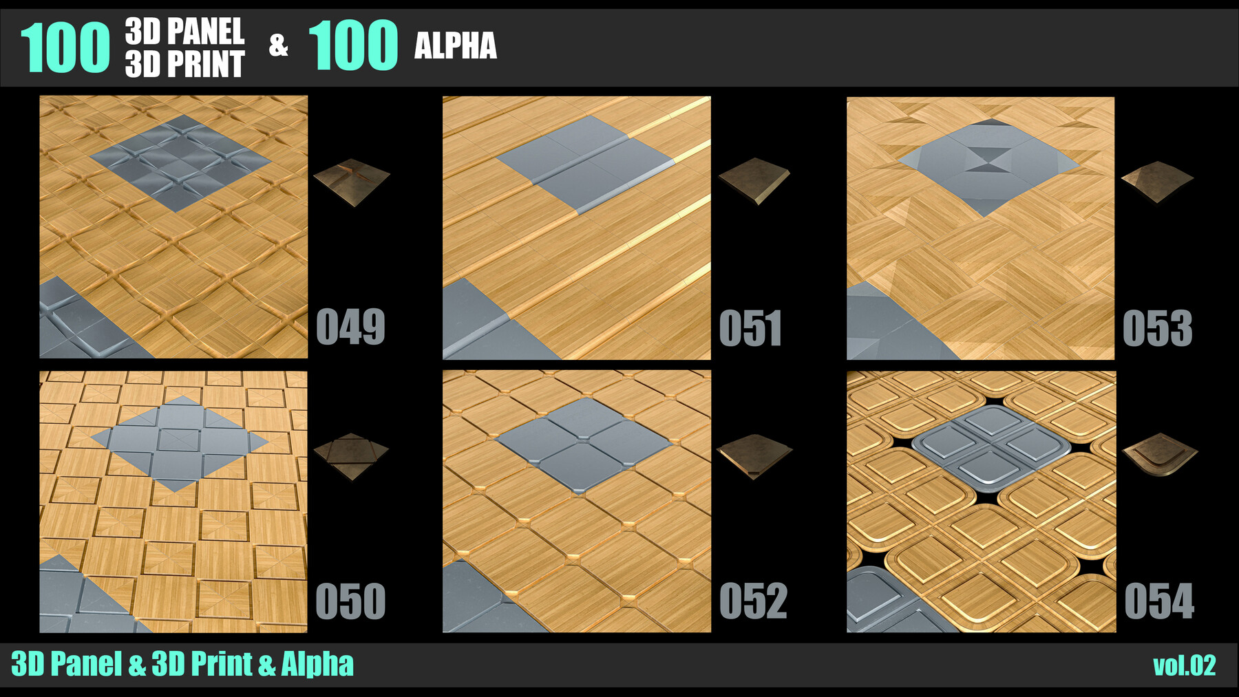 ArtStation - 100 3D PANEL & 3D PRINT & ALPHA _VOL.02 | Resources