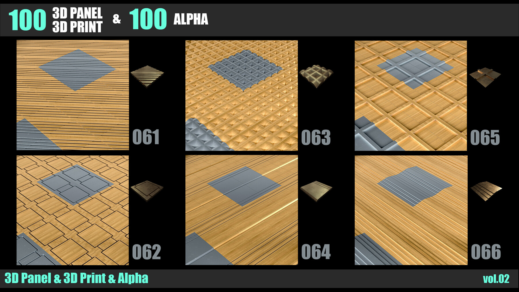 ArtStation - 100 3D PANEL & 3D PRINT & ALPHA _VOL.02 | Resources