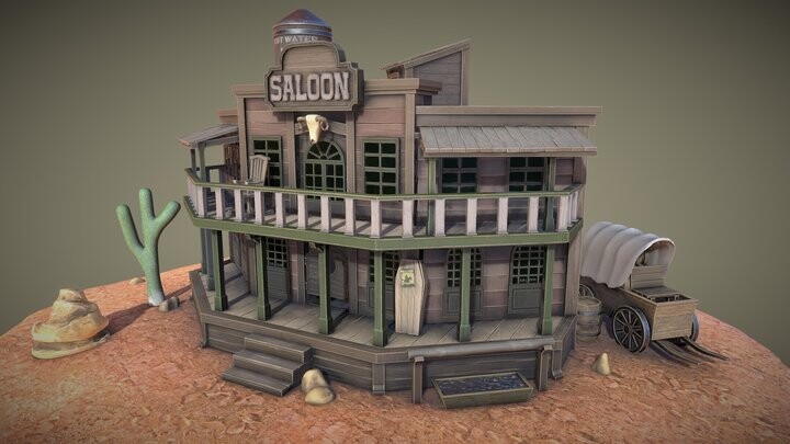 ArtStation - Blender 3 | Stylized Western Saloon | 3D Model | Complete Guide | Resources
