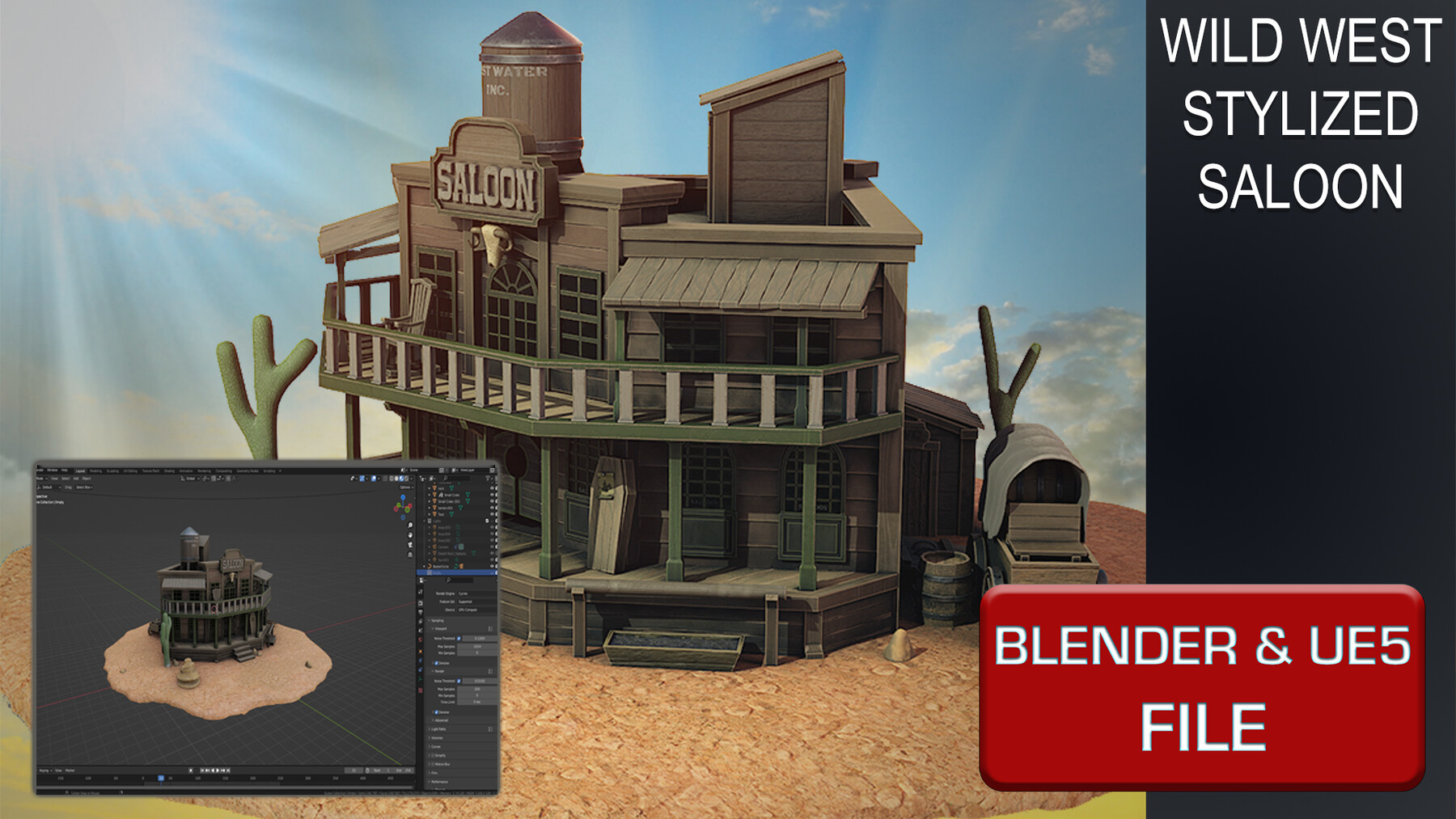 3D Tudor - Blender 3 | Stylized Western Saloon | 3D Model | Complete Guide