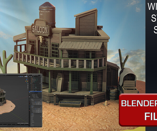 ArtStation - Blender 3 | Stylized Western Saloon | 3D Model | Complete ...