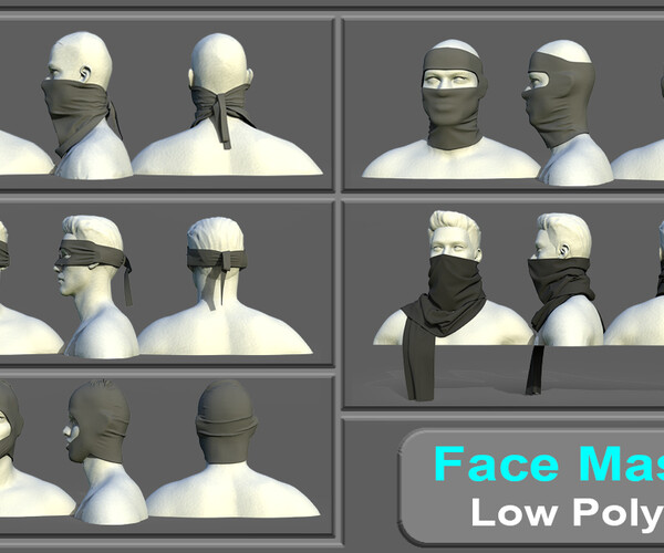 ArtStation - Face Mask Low Poly With UV Vol 3 | Game Assets