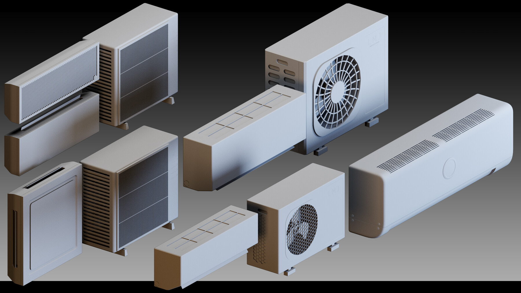 ArtStation - +110 Air conditioners- Kitbash- High detail 3d models | Resources