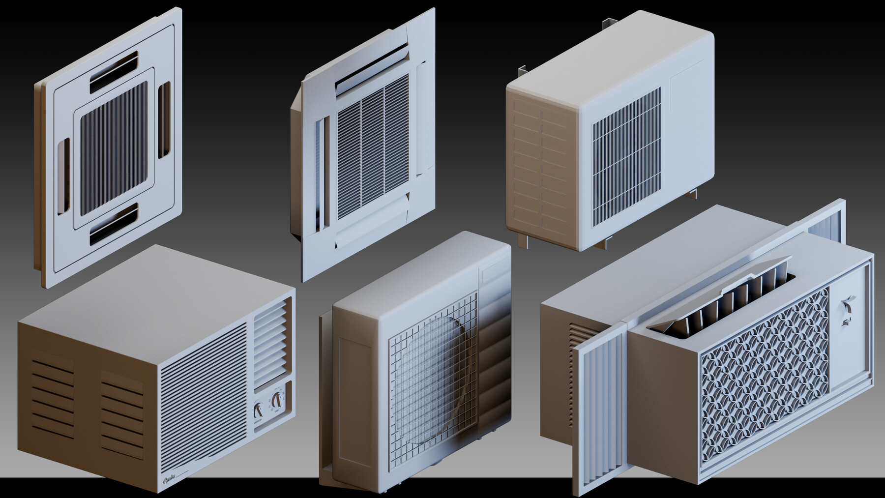 ArtStation - +110 Air conditioners- Kitbash- High detail 3d models | Resources