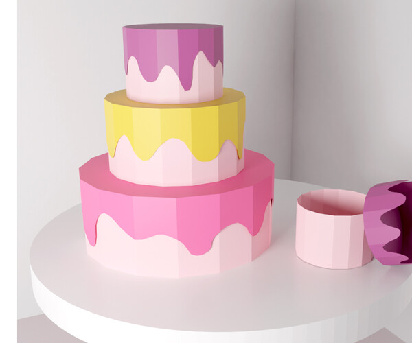 ArtStation - Cake Papercraft PDF Template / 3D Cake Surprise Box ...