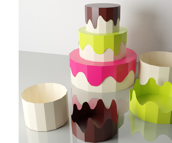 ArtStation - Cake Papercraft PDF Template / 3D Cake Surprise Box ...