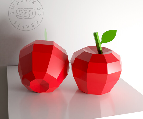 ArtStation - PDF Template of Apple Fruit Papercraft / 3D Apple ...