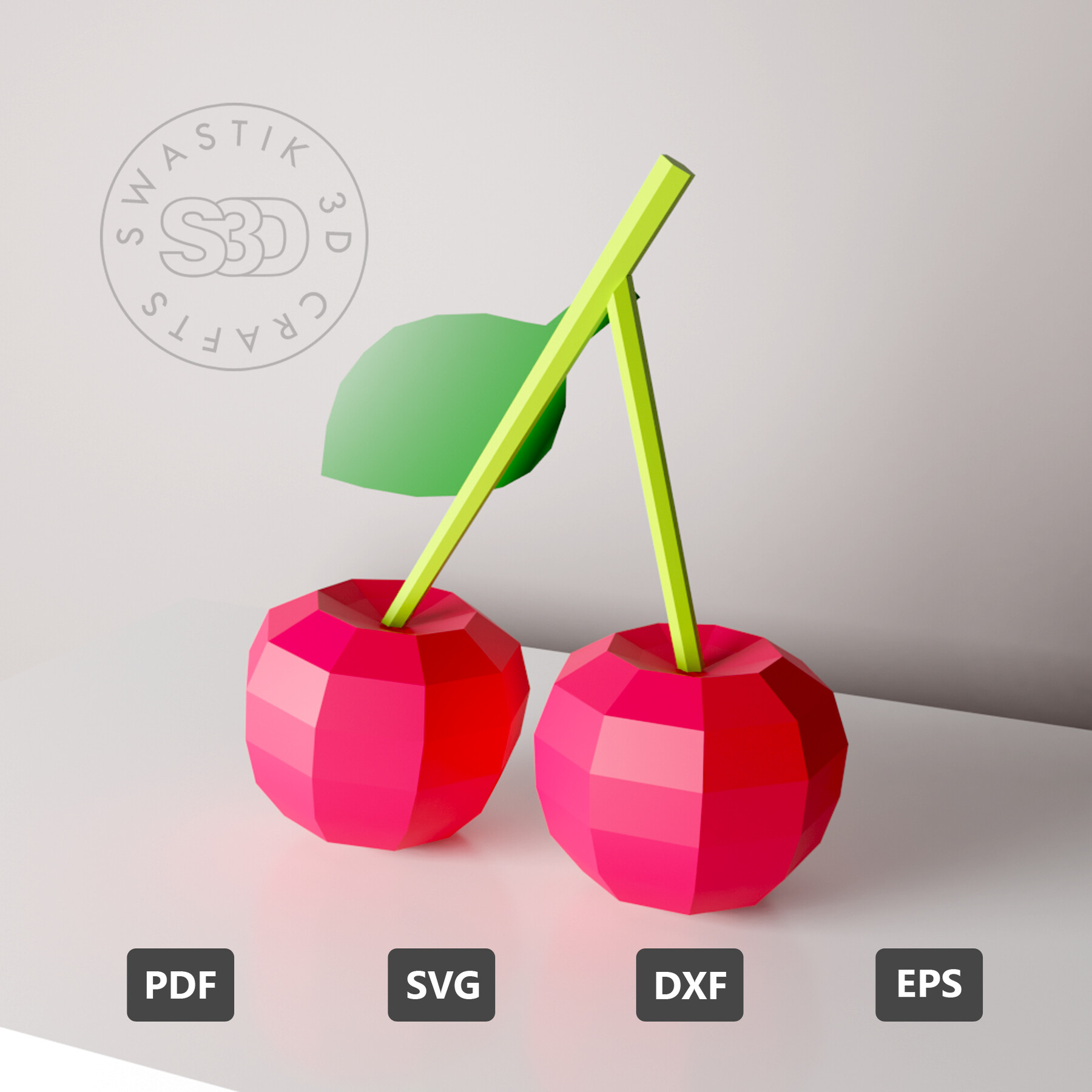 ArtStation - PDF Template of Cherry Fruit / Lowpoly Cherry / Cherry ...