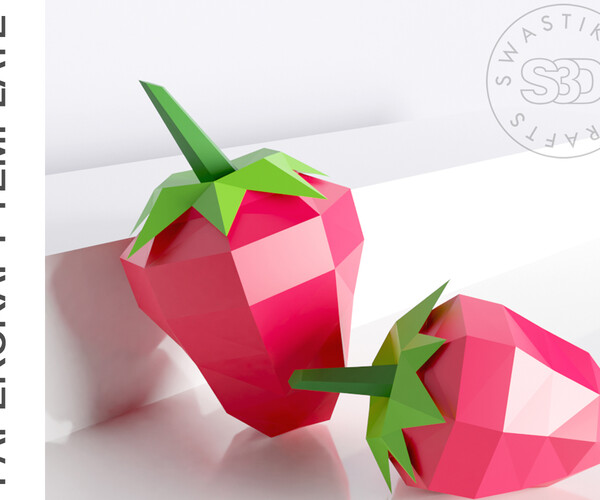 ArtStation - PDF Template of strawberry Fruit / Lowpoly strawberry ...