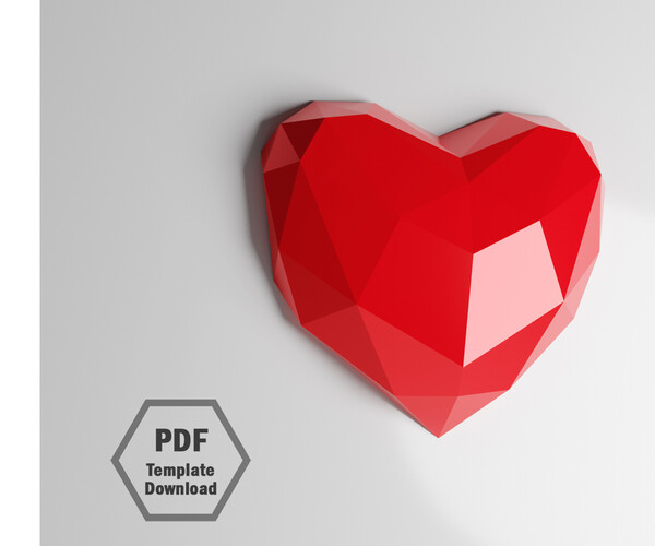 ArtStation - 3D Heart Paper Craft PDF DXF and Cdr Template/Papercraft ...