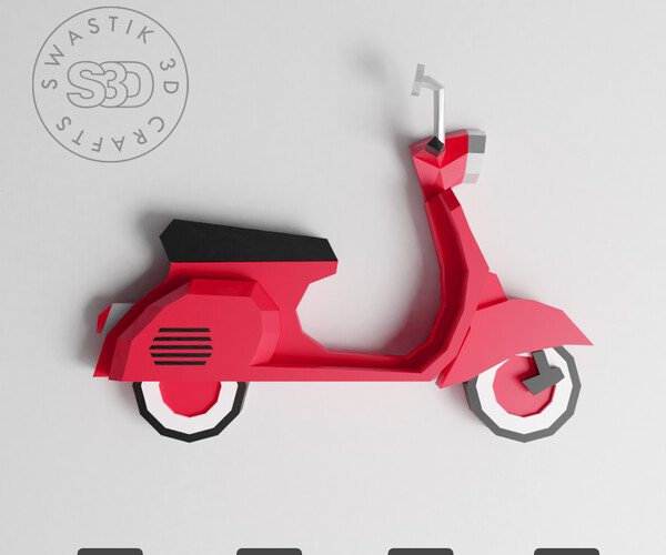 ArtStation - Scooter 3D Papercraft , Papercraft Template of 3D Scooter ...