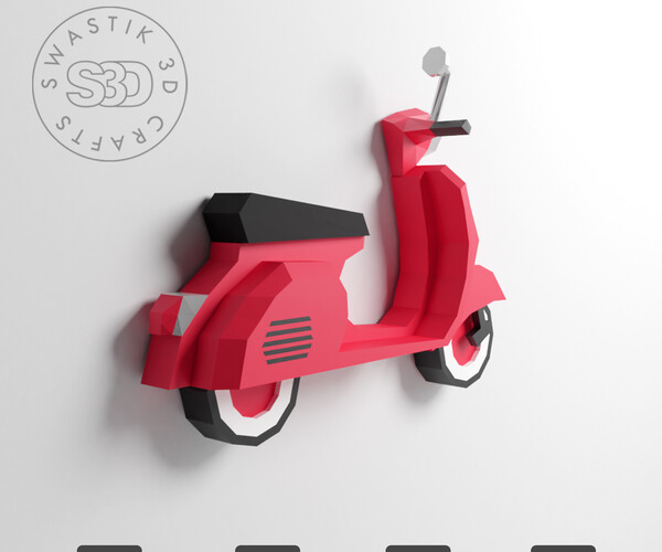 ArtStation - Scooter 3D Papercraft , Papercraft Template of 3D Scooter ...