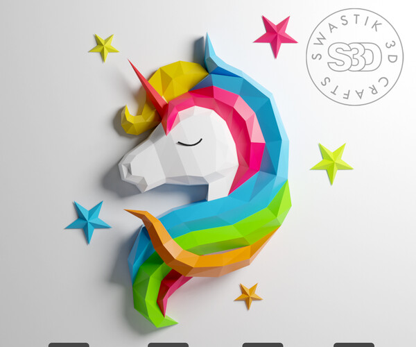 ArtStation - Unicorn Paper craft PDF Template, Lowpoly Unicorn model ...