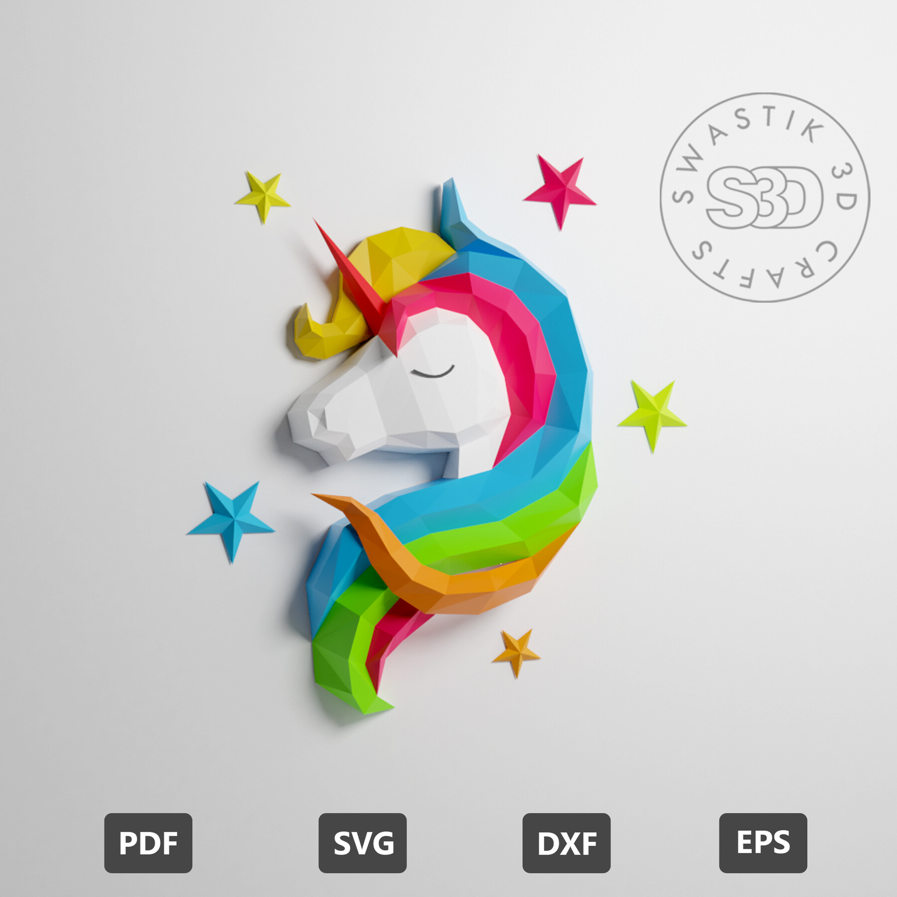 ArtStation - Unicorn Paper craft PDF Template, Lowpoly Unicorn model ...