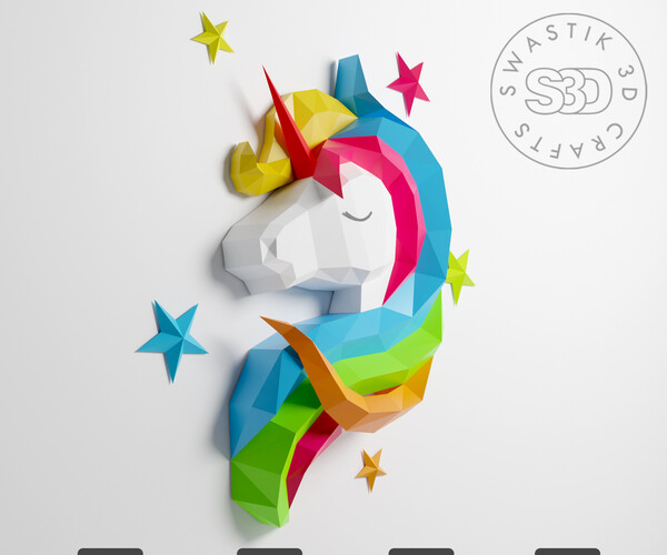 ArtStation - Unicorn Paper craft PDF Template, Lowpoly Unicorn model ...