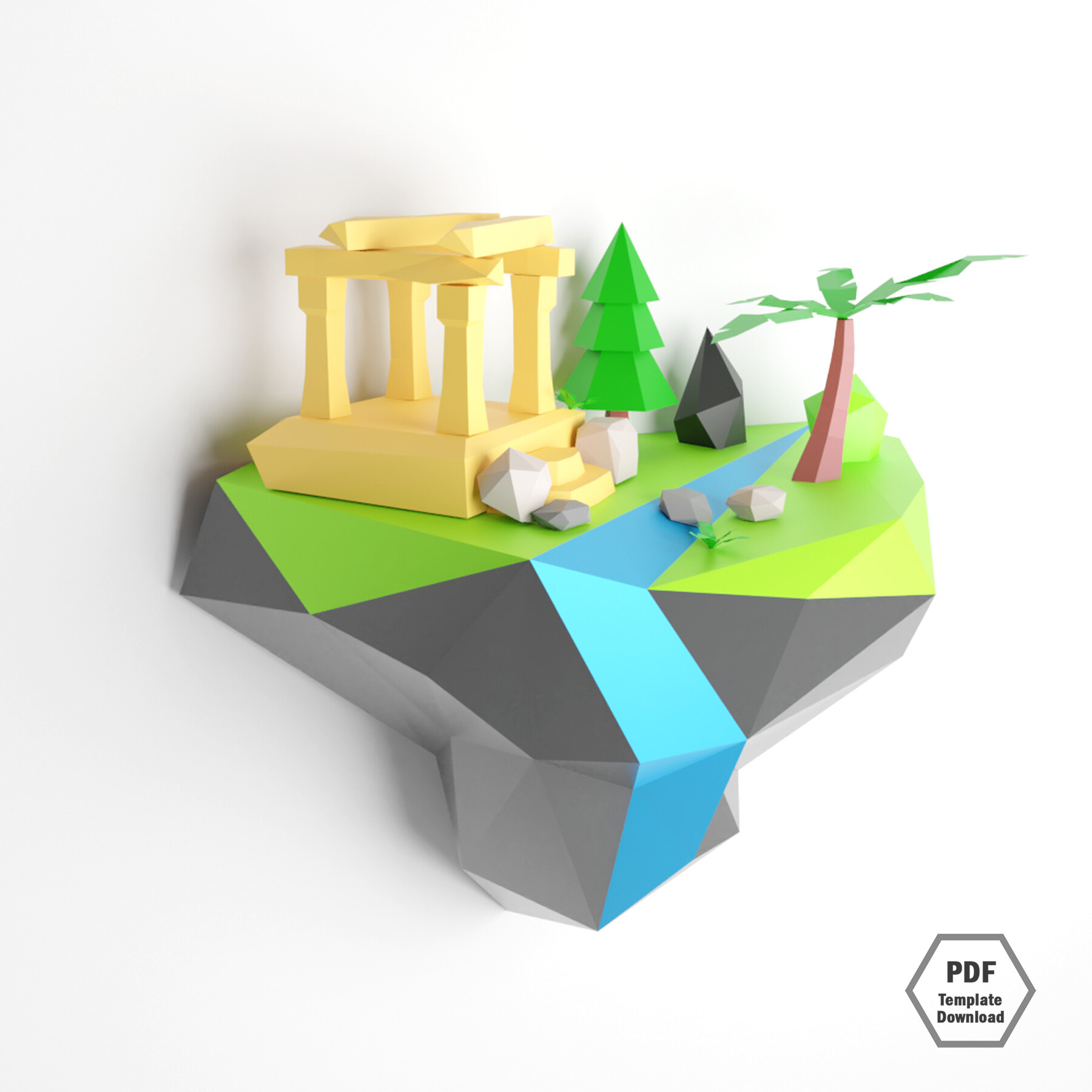 ArtStation - Island Papercraft / Ancient Ruins Papercraft/ PDF Template ...