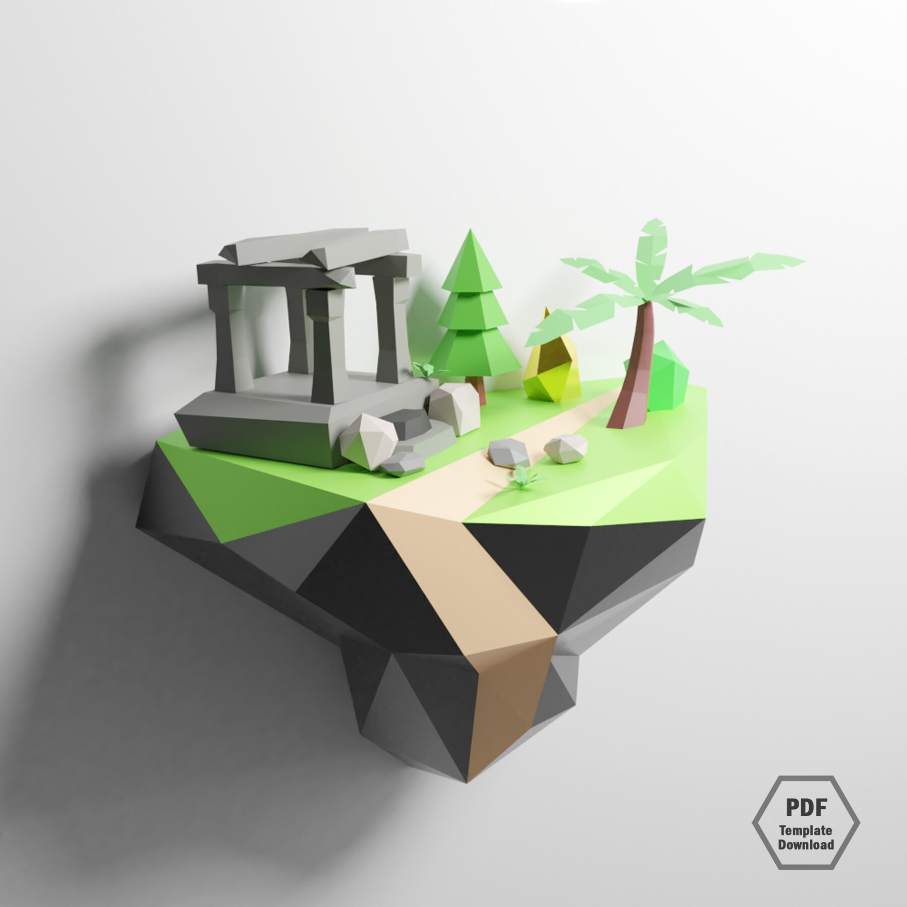 ArtStation - Island Papercraft / Ancient Ruins Papercraft/ PDF Template ...