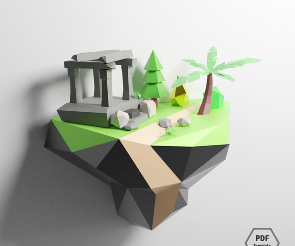 ArtStation - Island Papercraft / Ancient Ruins Papercraft/ PDF Template ...