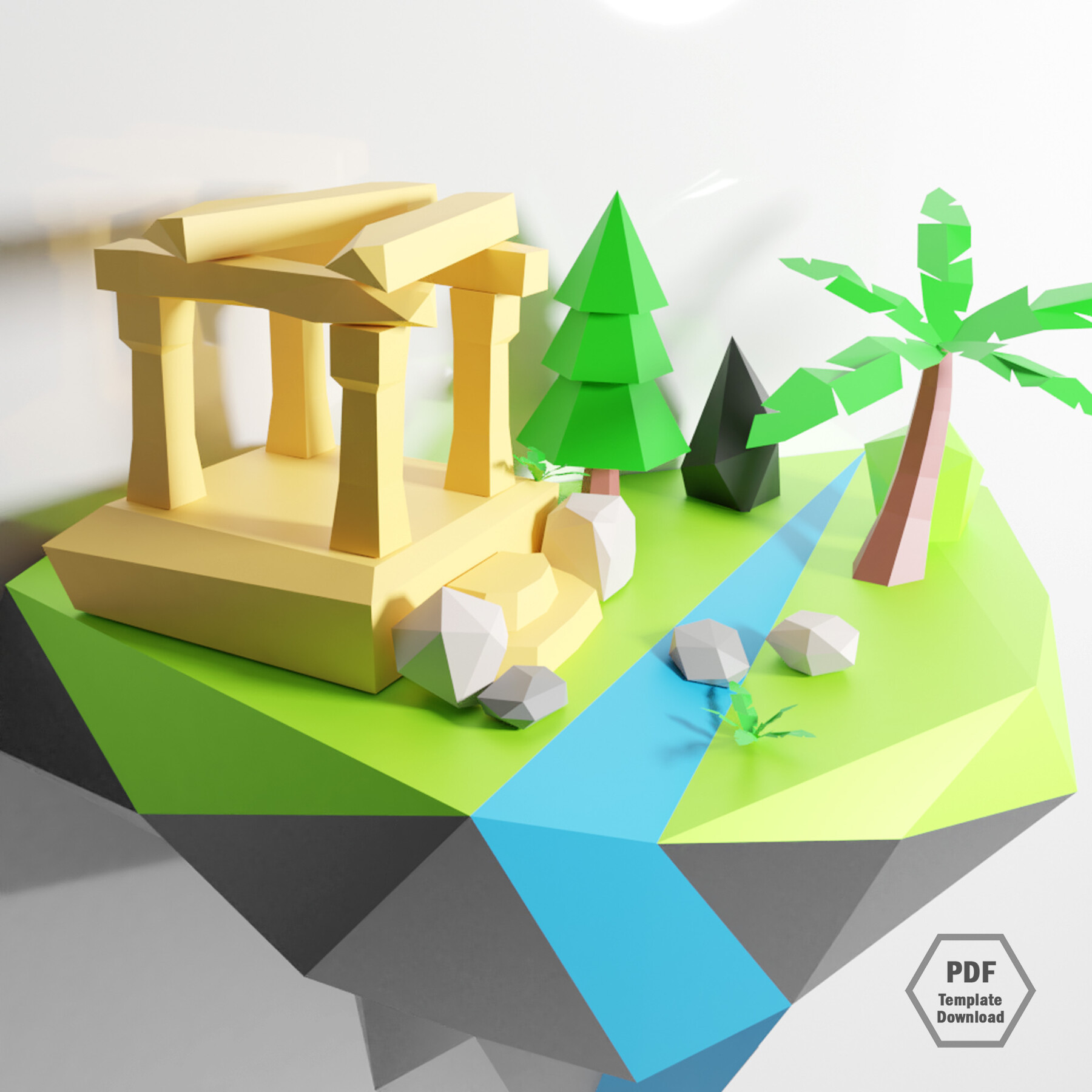 ArtStation - Island Papercraft / Ancient Ruins Papercraft/ PDF Template ...
