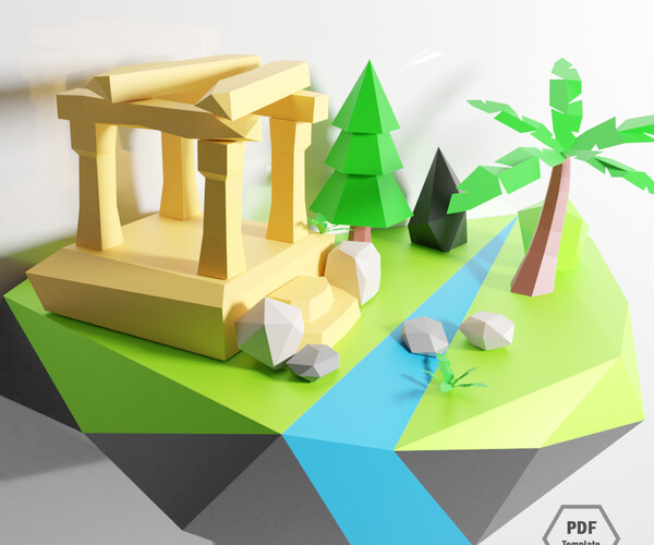 ArtStation - Island Papercraft / Ancient Ruins Papercraft/ PDF Template ...