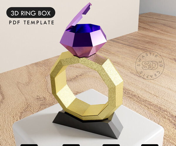 ArtStation - 3D Papercraft Template of Ring Box with Stand , Surprise ...