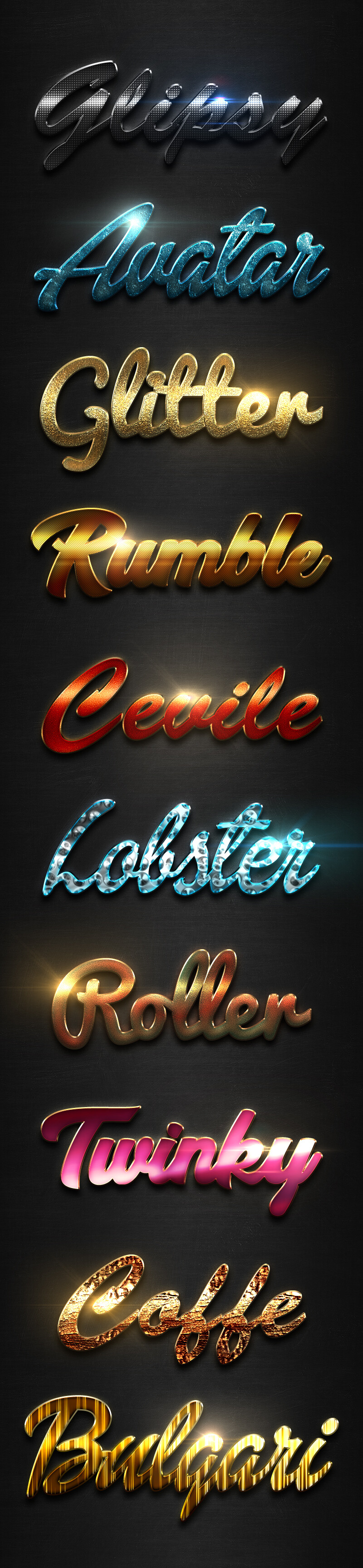 ArtStation - 10 Glowing Light Text Effect Bundle PSD-Vol 06 | Artworks