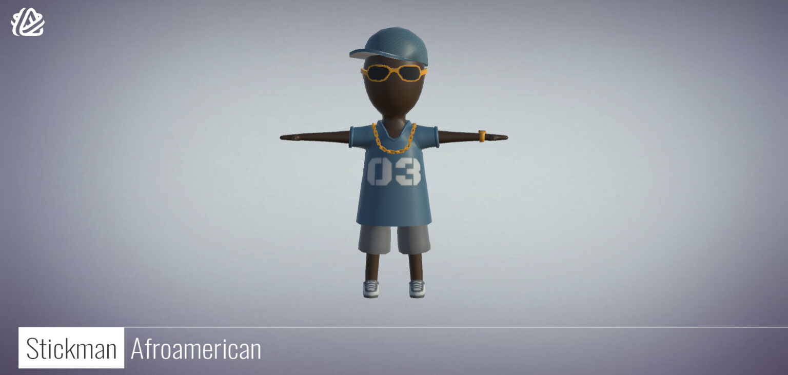 ArtStation - Afroamerican Stickman - 3D Hypercasual | Game Assets