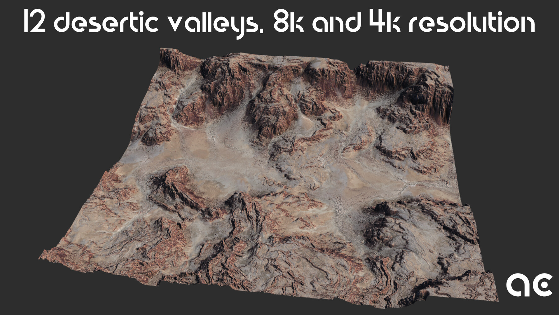 Andrea Cantelli - Desertic Valleys Collection Vol.2 | 12 Terrains at 8k resolution, Heightmaps ...